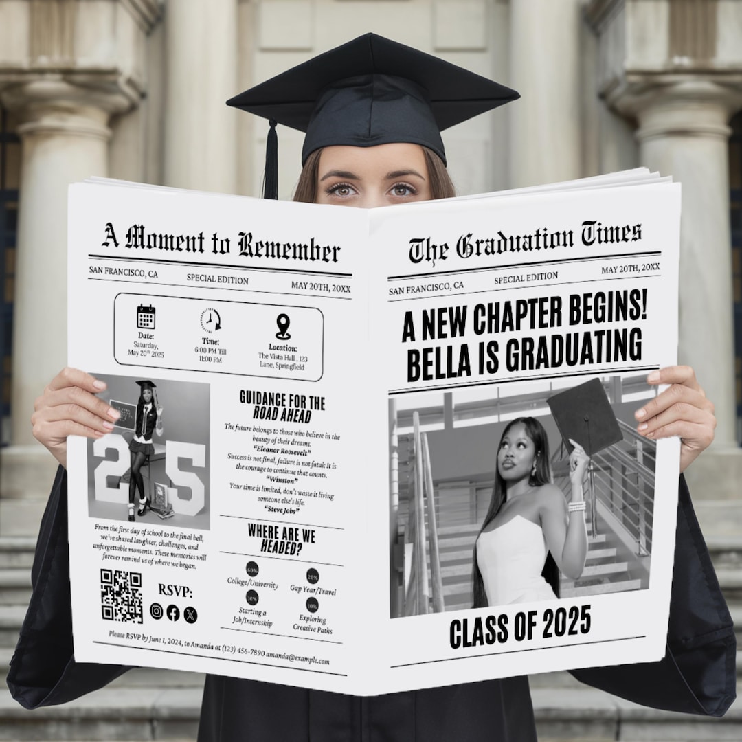 Canva Graduation Newspaper Template, Printable Announcement (digital ...