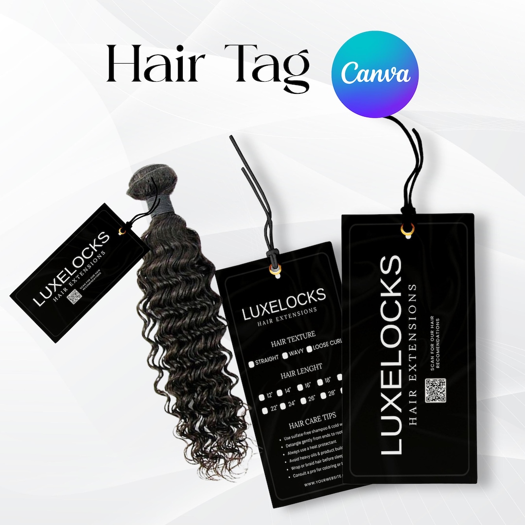 Hair Hang Tag Template, Editable Hair Tag, DIY Hair Tag Design, Hair ...