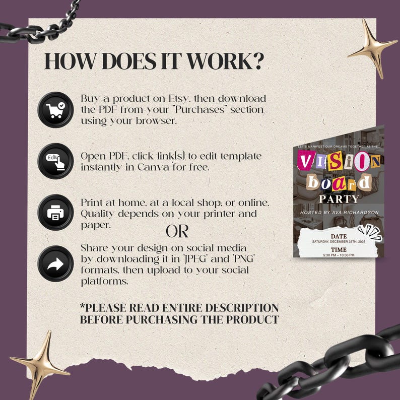 New Years 2026 Vision Board Party Invitation, Manifestation Gathering ...