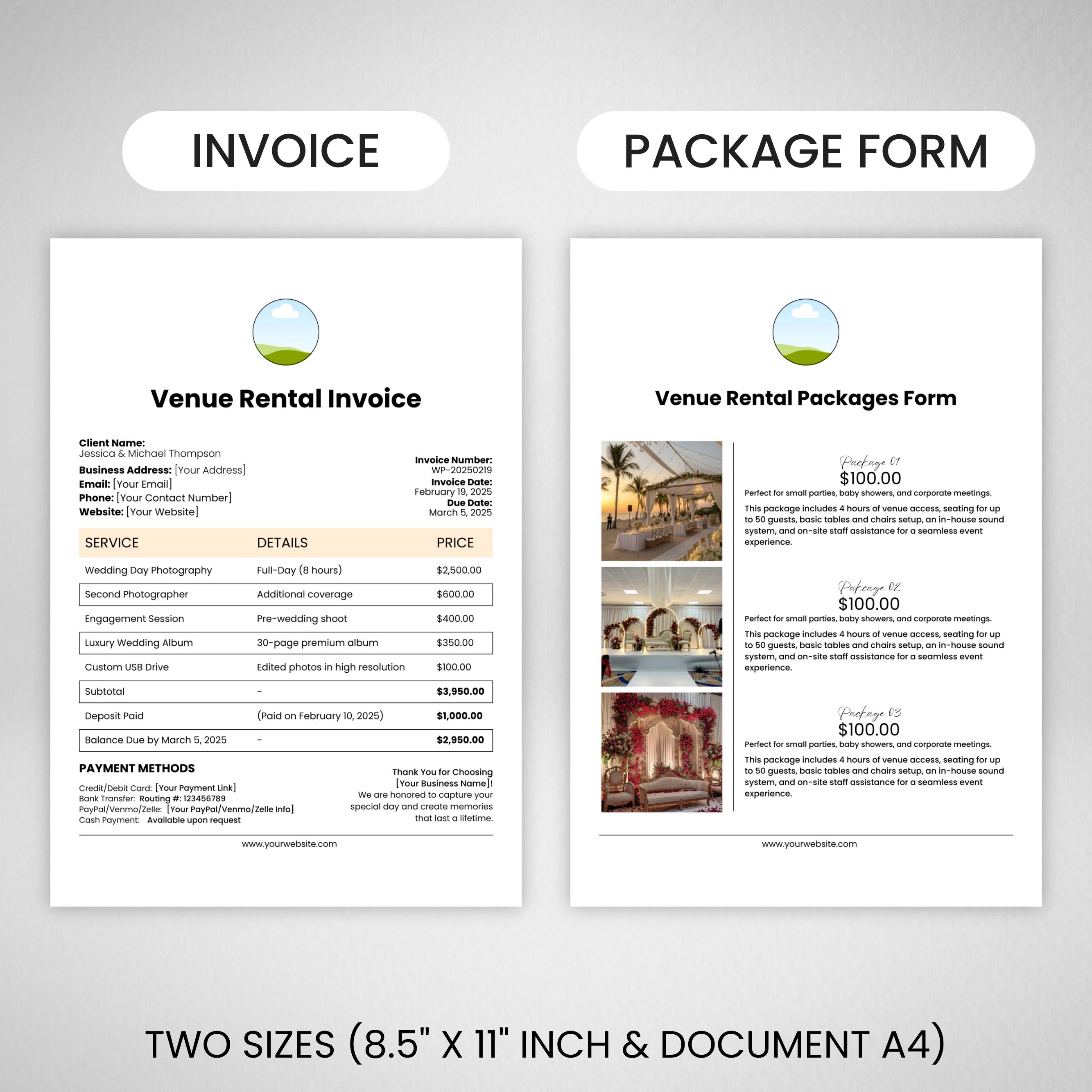 Event Venue Rental Contract Template Bundle, Editable Forms (canva) - Etsy