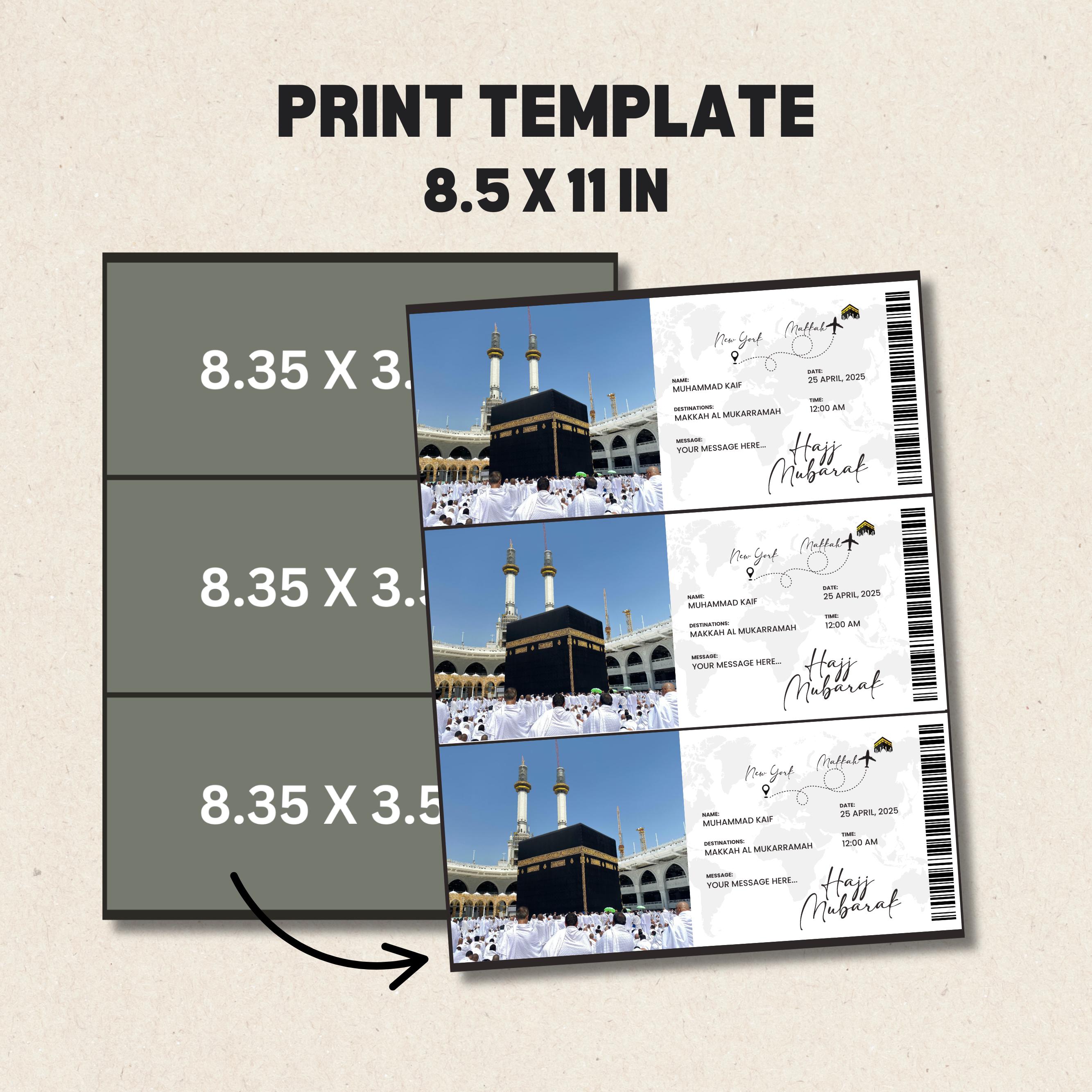 Hajj Boarding Pass, Editable Umrah Mubarak Boarding Pass, Hajj Plane ...