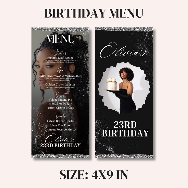 Editable Birthday Menu Template, Picture Menu, Canva (digital Download ...