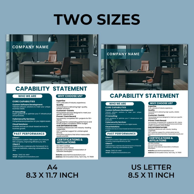 Capability Statement Template Canva,corporate Flyer,editable Business Capability Statement ...