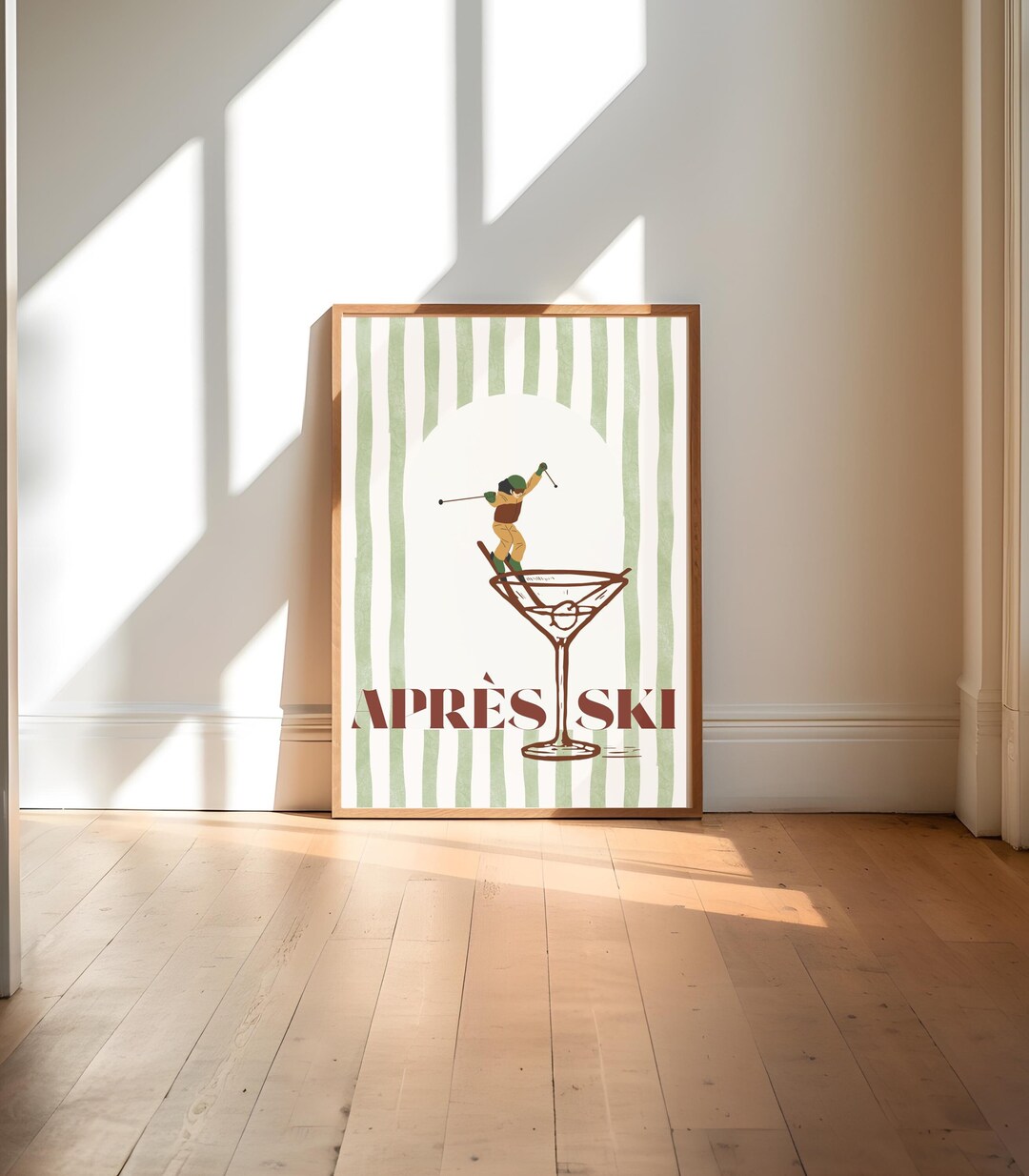 Aprés Ski Martini Printable Wall Art, Funky Skiing Poster, Preppy Ski ...