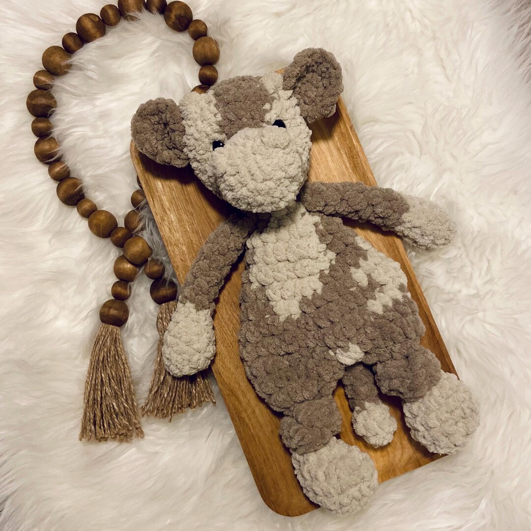 Carley Cow Crochet Snuggler Lovey Baby Toddler Stuffed Animal Security ...