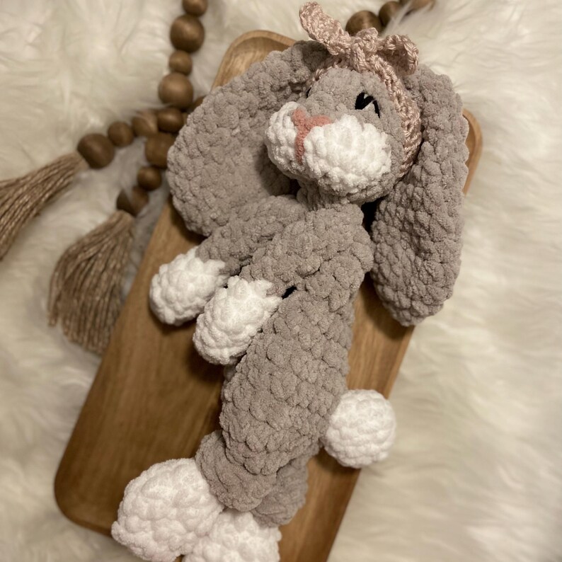 Bailey Bunny Rabbit Crochet Snuggler Lovey Baby Toddler Stuffed Animal Security Blanket Stuffy ...