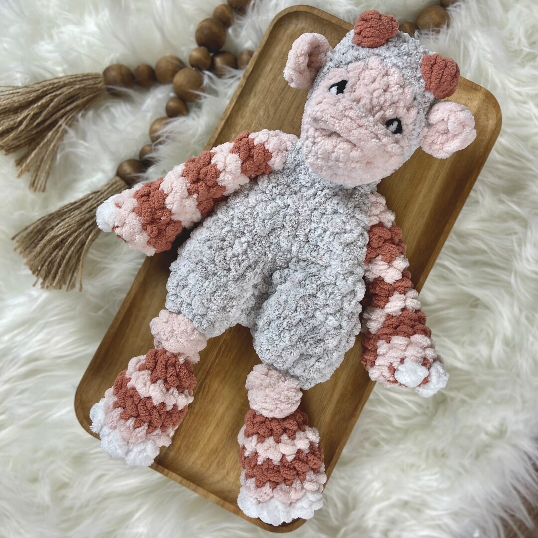 Yula Yeti Pink Crochet Snuggler Lovey Baby Toddler Stuffed Animal ...