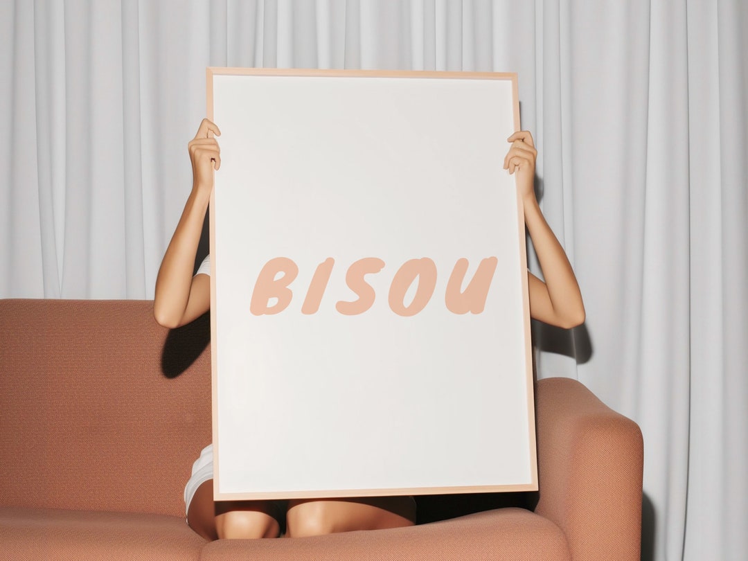 Bisou Print, French Word Art, Kiss Kiss Poster, Modern Nursery Wall Art, Blush Pink Aesthetic ...