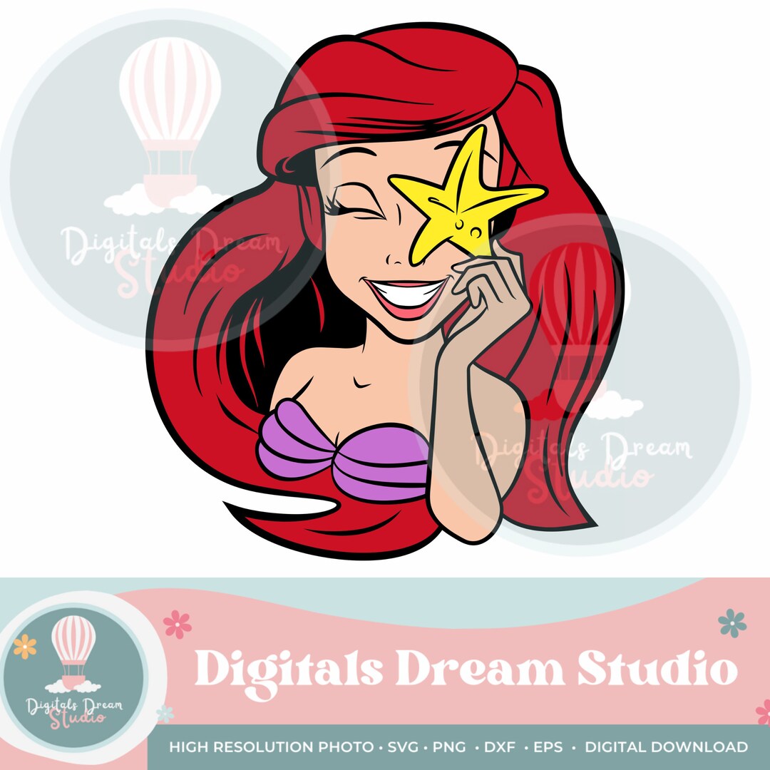 Princess Birthday Ariel Starfish Under the Sea SVG PNG DXF Files Girl ...