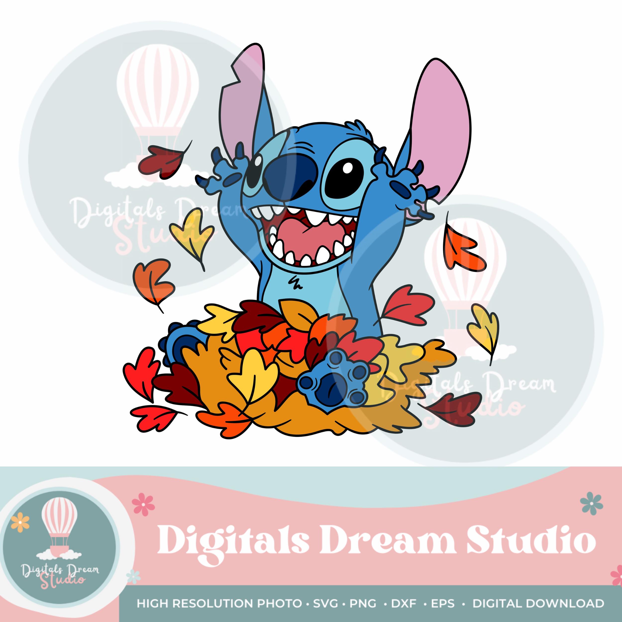 Fall Season Stitch DXF, SVG, PNG, Eps Files Lilo & Stitch Autumn Leaves ...