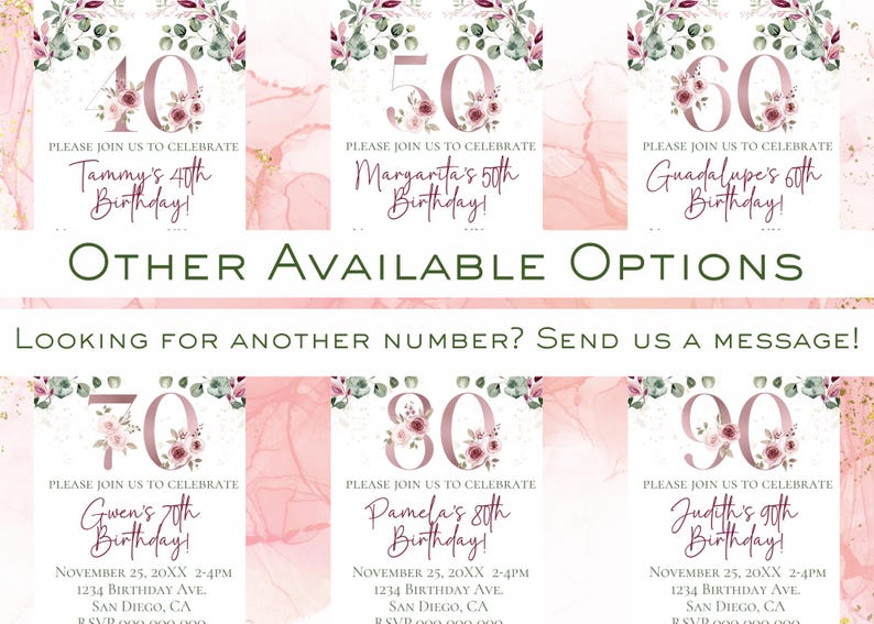 100th Birthday Party Invitation for Women- Digital Editable Template ...