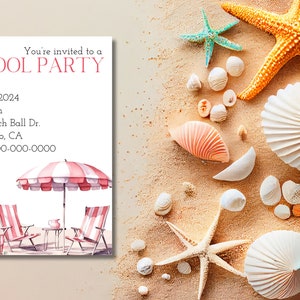 Instant DIGITAL Download, Editable Invitation Template- Summer Pool ...