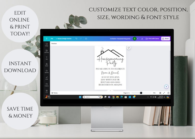 Modern Housewarming Invitation, Printable, Editable Template for New ...