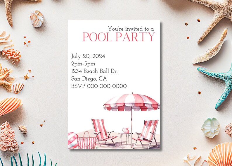 Instant DIGITAL Download, Editable Invitation Template- Summer Pool ...