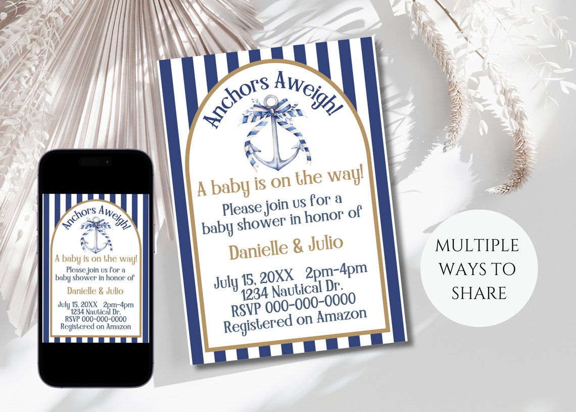 Nautical Baby Shower Invitation- Instant Digital Download, Editable ...