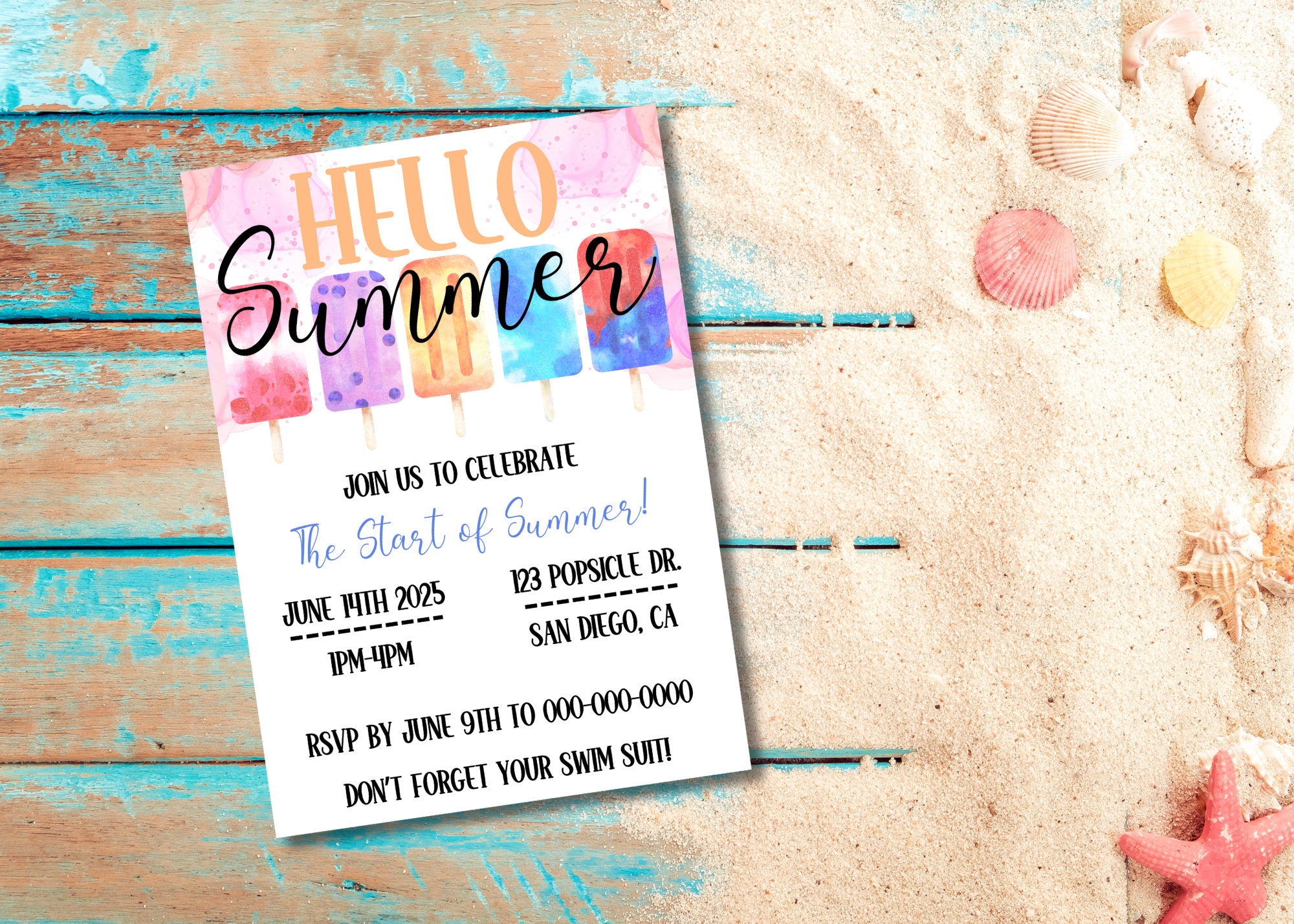 Instant DIGITAL Download, Editable Invitation Template Summer Pool ...