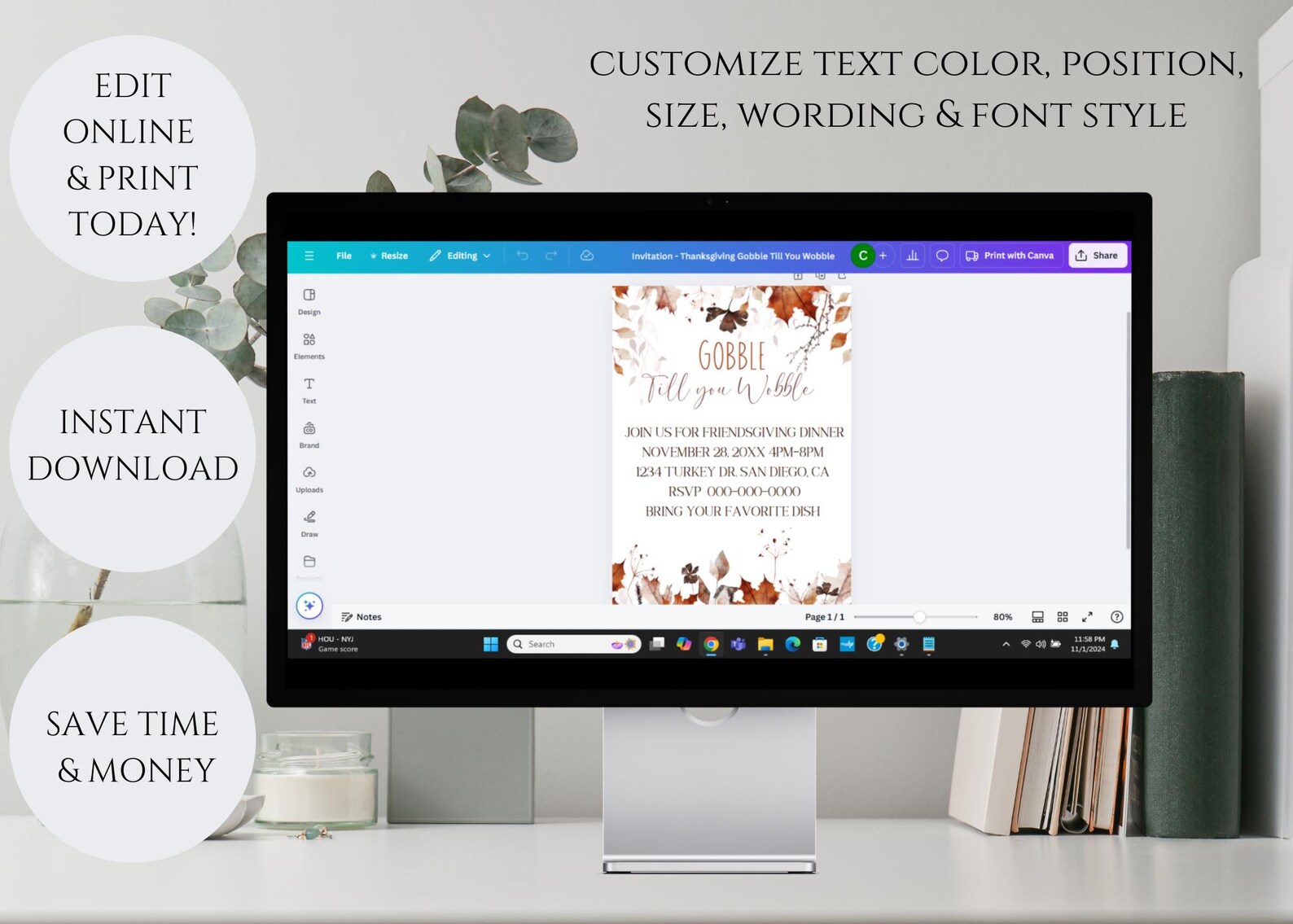 Friendsgiving Invitation - Gobble Till You Wobble - Thanksgiving Dinner ...