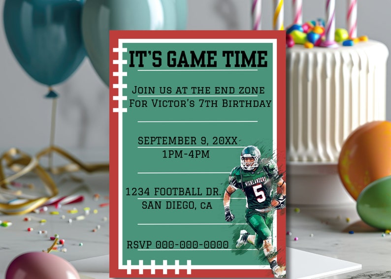 Football Invitation - Digital Download, Editable Printable Template ...