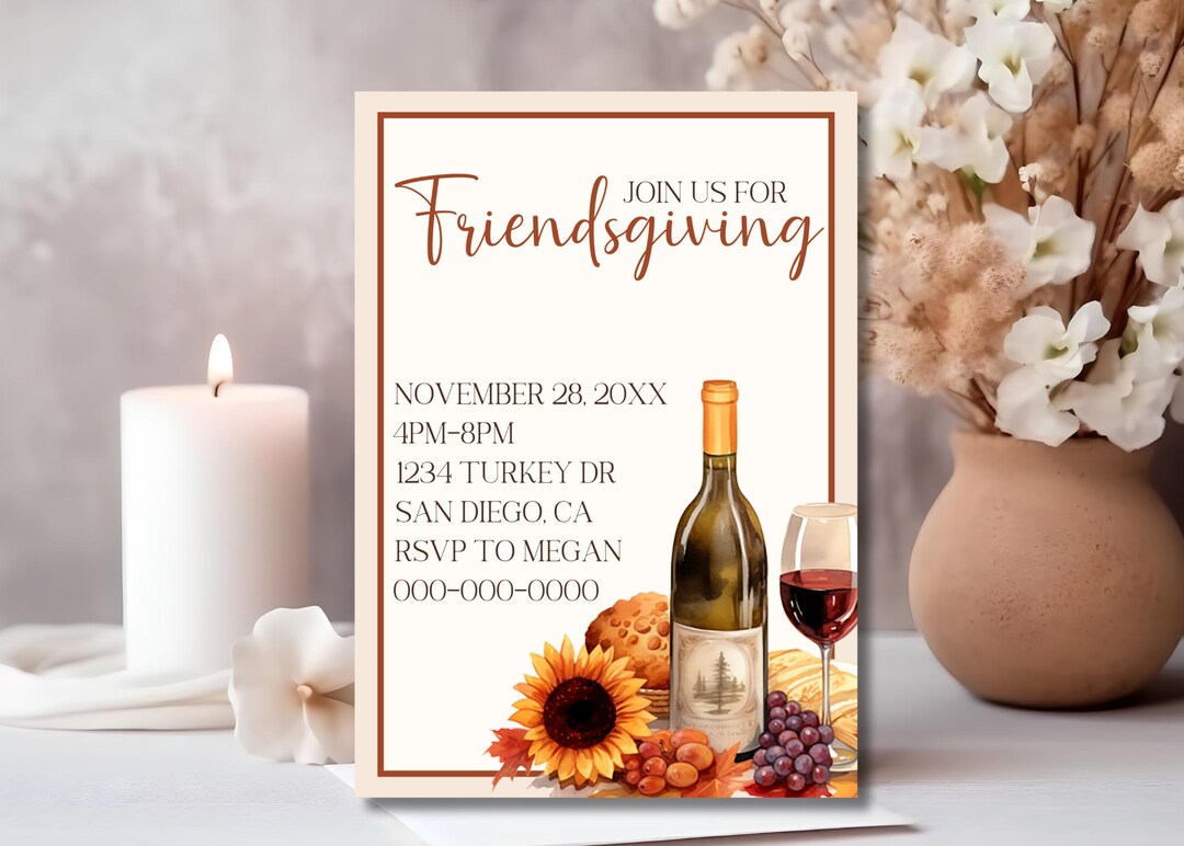 Friendsgiving Invitation: Editable Printable Template for Thanksgiving ...