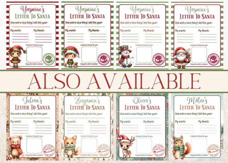 Christmas List Template - Printable Christmas Wish List, Santa Letter ...