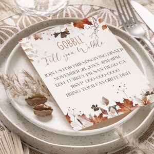 Friendsgiving Invitation - Gobble Till You Wobble - Thanksgiving Dinner ...