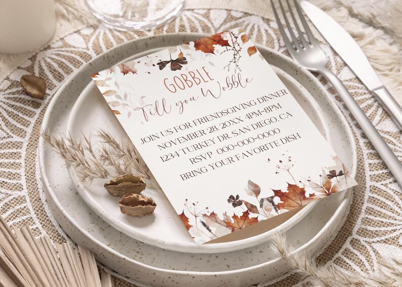 Friendsgiving Invitation - Gobble Till You Wobble - Thanksgiving Dinner ...