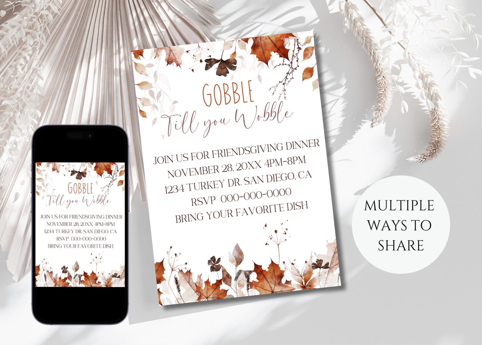 Friendsgiving Invitation - Gobble Till You Wobble - Thanksgiving Dinner ...