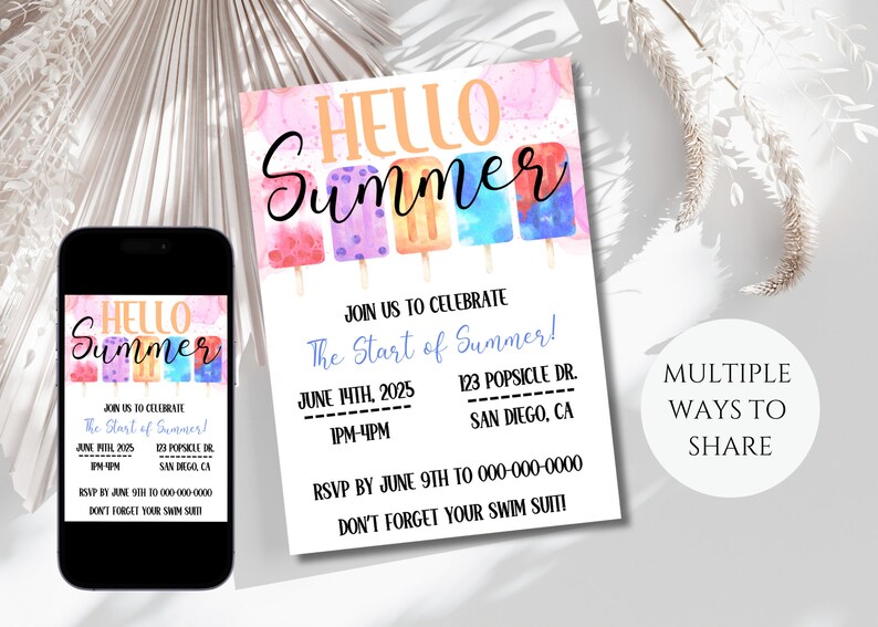 Instant DIGITAL Download, Editable Invitation Template- Summer Pool ...