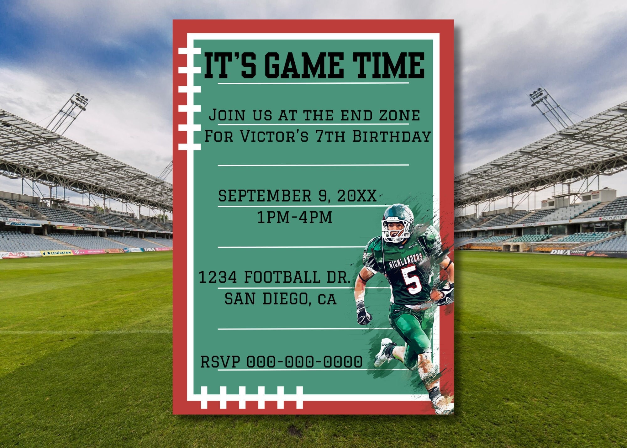 Football Invitation - Digital Download, Editable Printable Template ...
