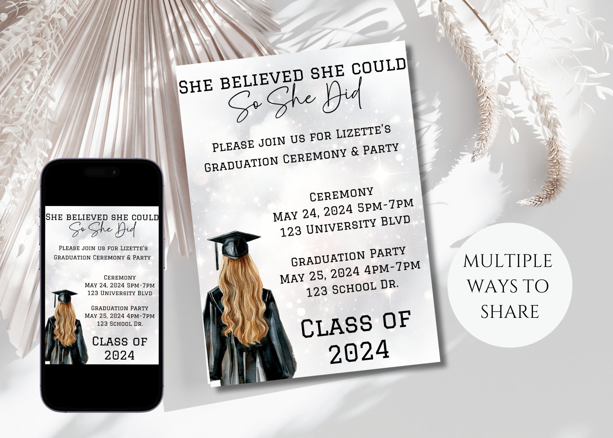 Instant DIGITAL Download: Graduation Invitation, College Graduate, High ...
