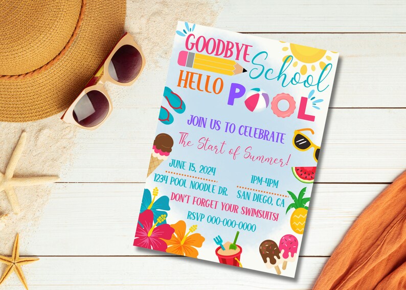 Instant DIGITAL Download, Editable Invitation Template- Summer Pool ...
