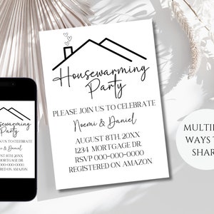 Modern Housewarming Invitation, Printable, Editable Template for New ...