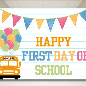 Happy First Day of School Poster, Door Sign 28x18, Instant Digital ...