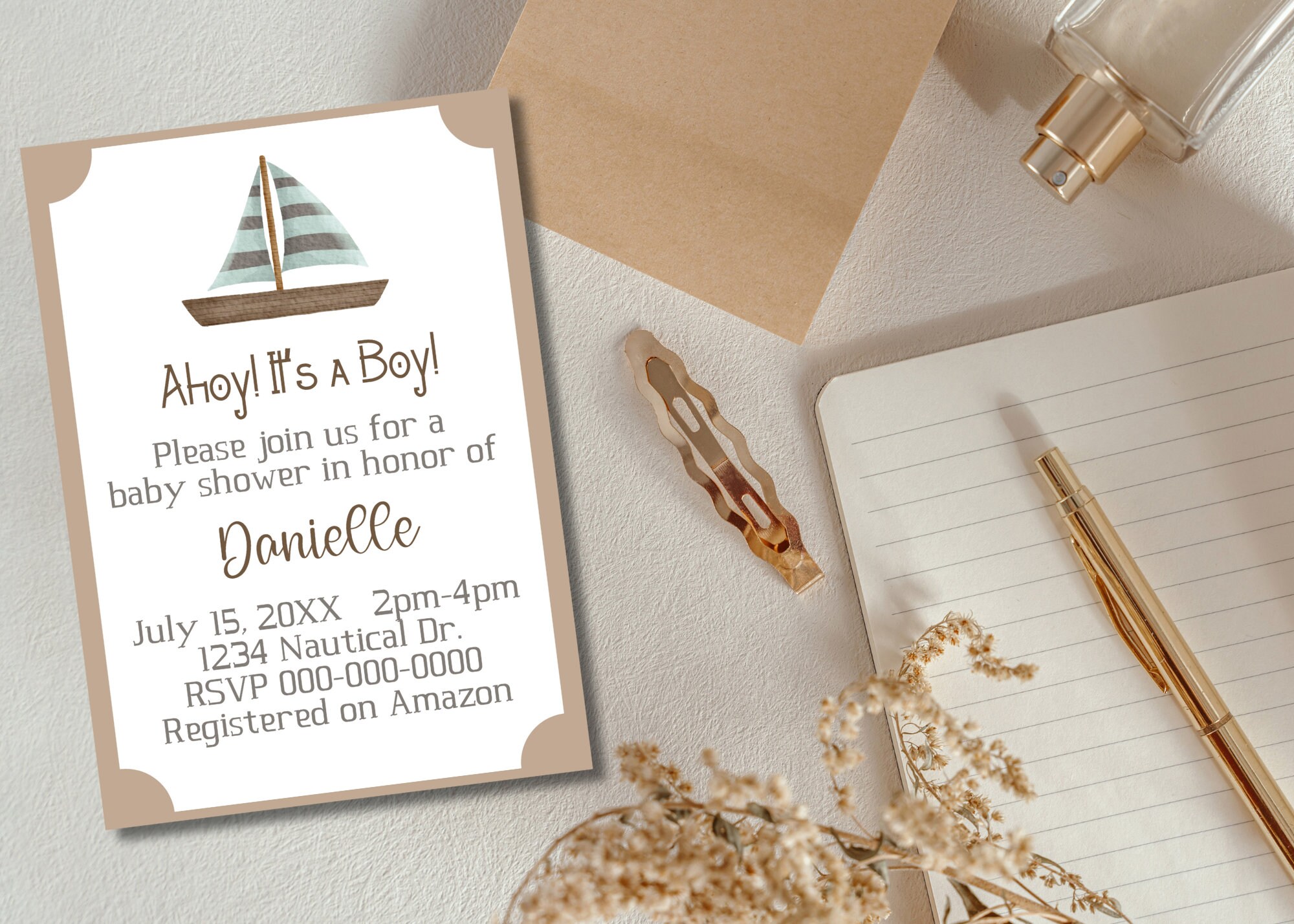 Nautical Baby Shower Invitation- Instant Digital Download, Editable ...