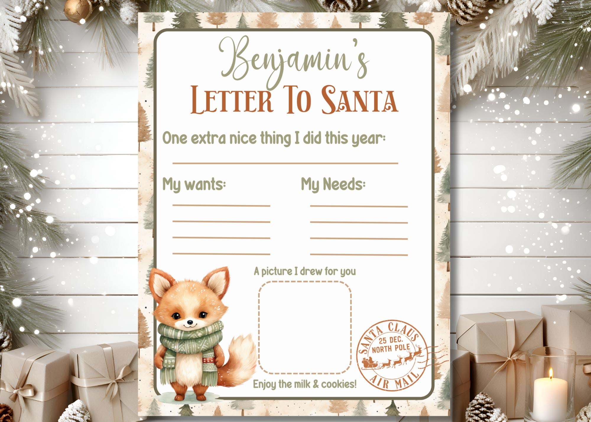 Christmas List Template - Printable Christmas Wish List, Santa Letter ...