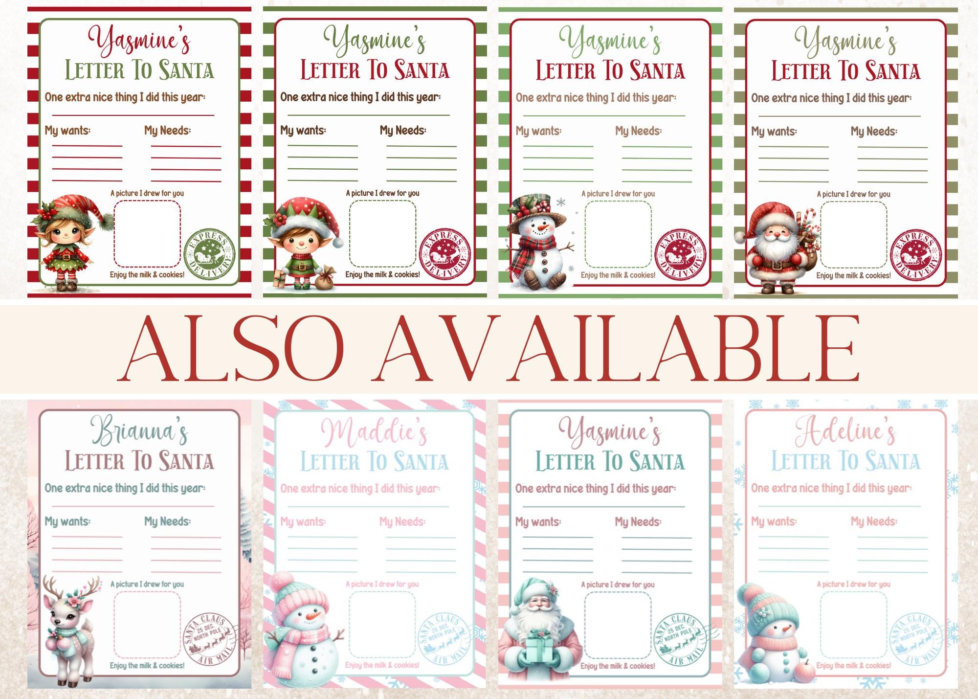 Christmas List Template - Printable Christmas Wish List, Santa Letter ...