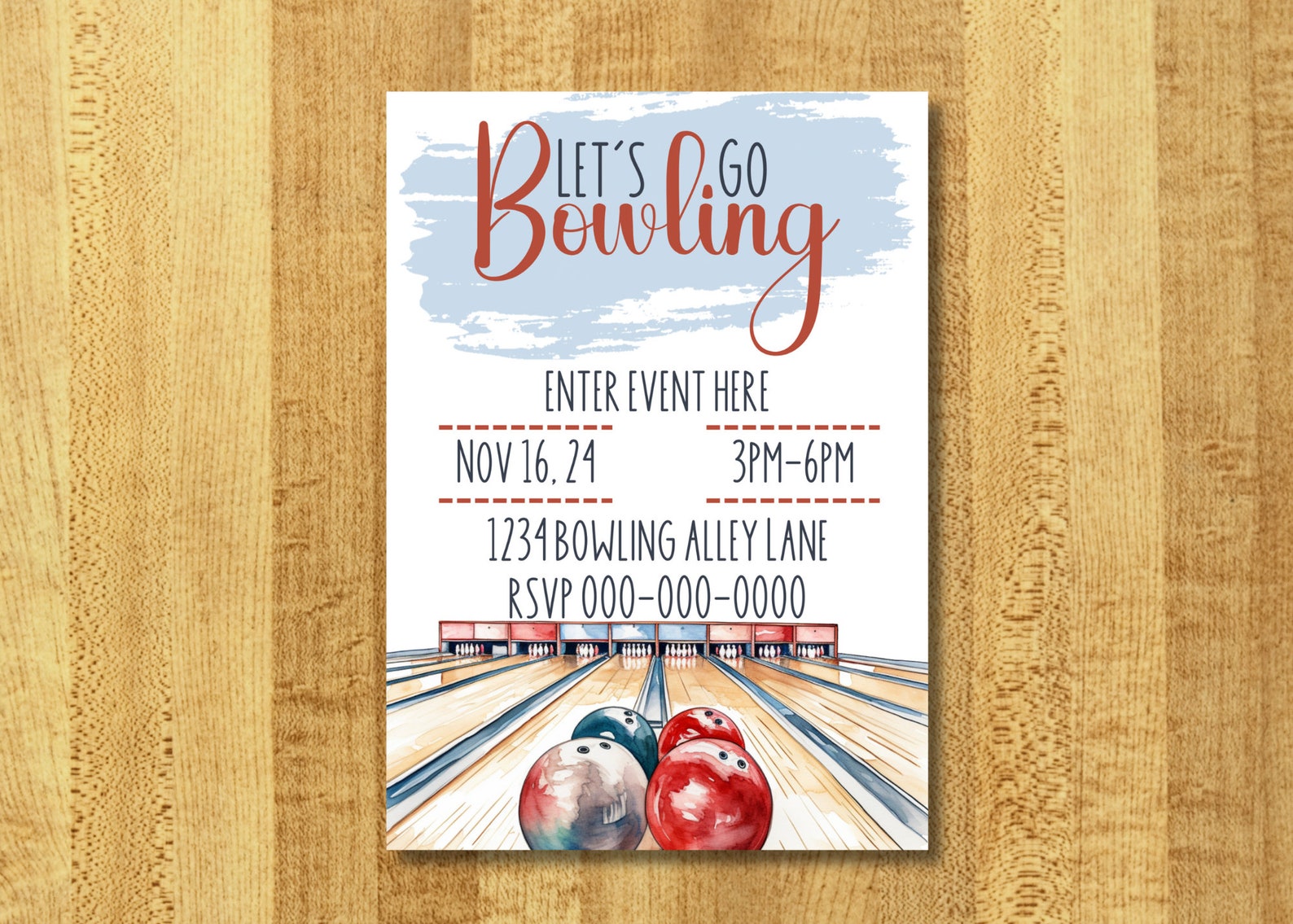 Instant DIGITAL Download, Editable Invitation Template- Bowling Invite ...