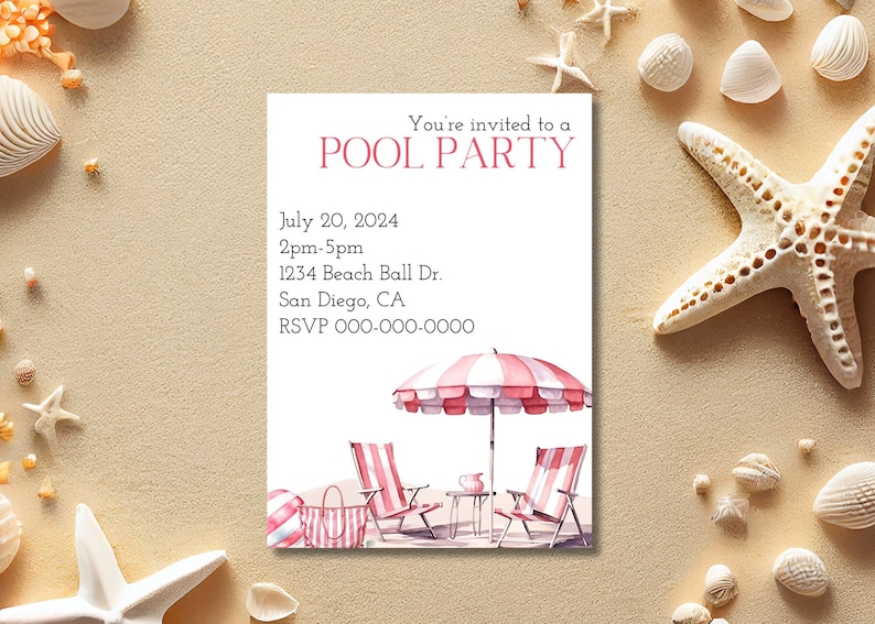 Instant DIGITAL Download, Editable Invitation Template- Summer Pool ...
