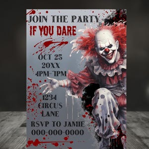 Halloween Party Invitation Digital - Circus Carnival Clown, Spooky ...