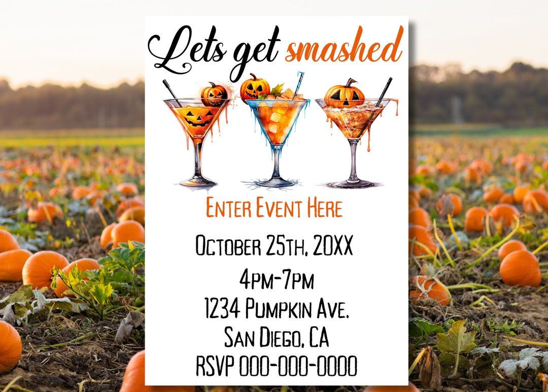 Halloween Party Invitation Adult- Digital Download, Editable Template ...