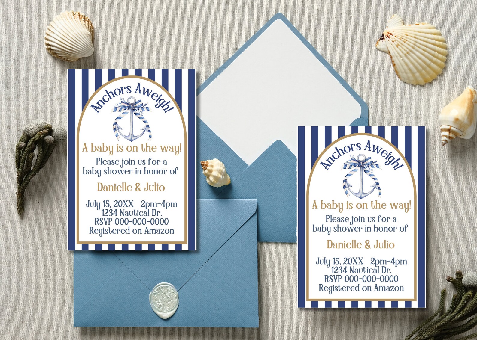 Nautical Baby Shower Invitation- Instant Digital Download, Editable ...