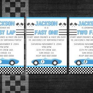 Race Car Party Invitation Template - Printable Birthday Invite, Blue ...