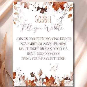 Friendsgiving Invitation - Gobble Till You Wobble - Thanksgiving Dinner ...