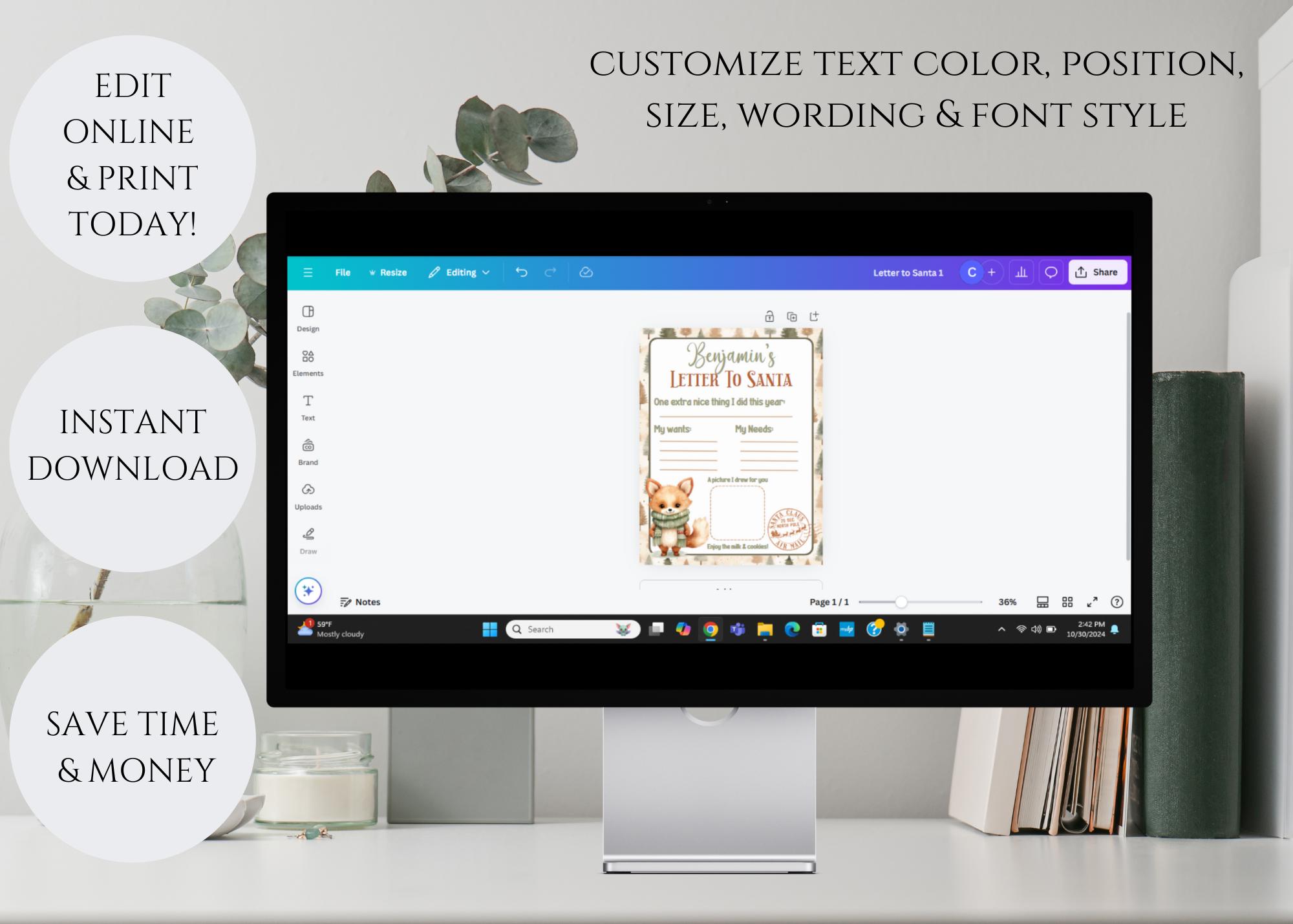 Christmas List Template - Printable Christmas Wish List, Santa Letter ...