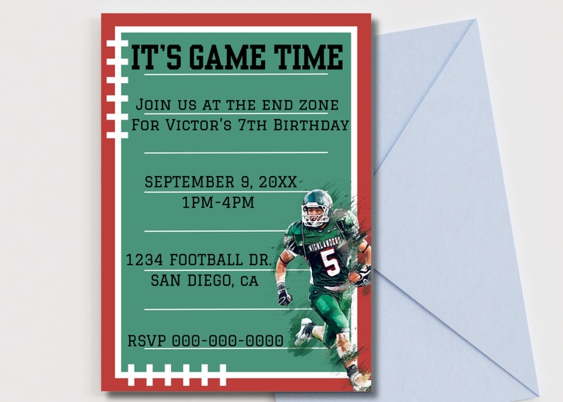Football Invitation - Digital Download, Editable Printable Template ...