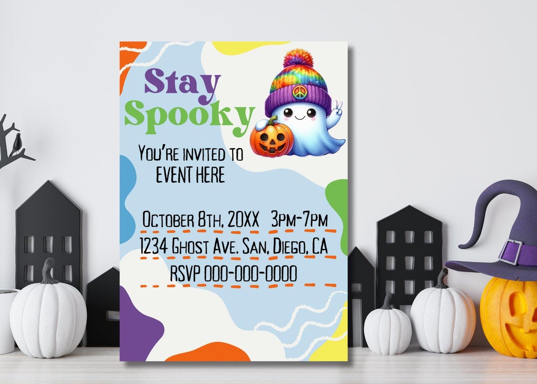 Halloween Party Invitation Digital - Retro Ghost - Not so Scary ...