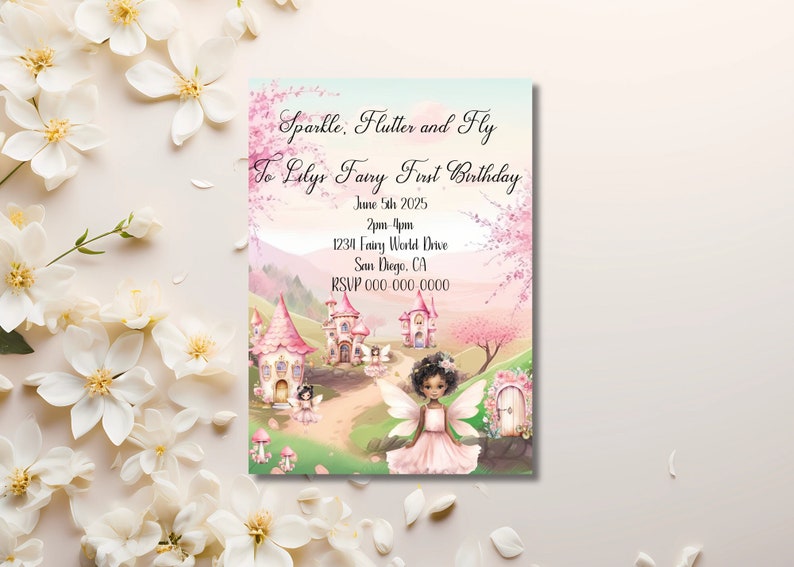 Instant DIGITAL Invitation Download- Fairy First Birthday Party ...