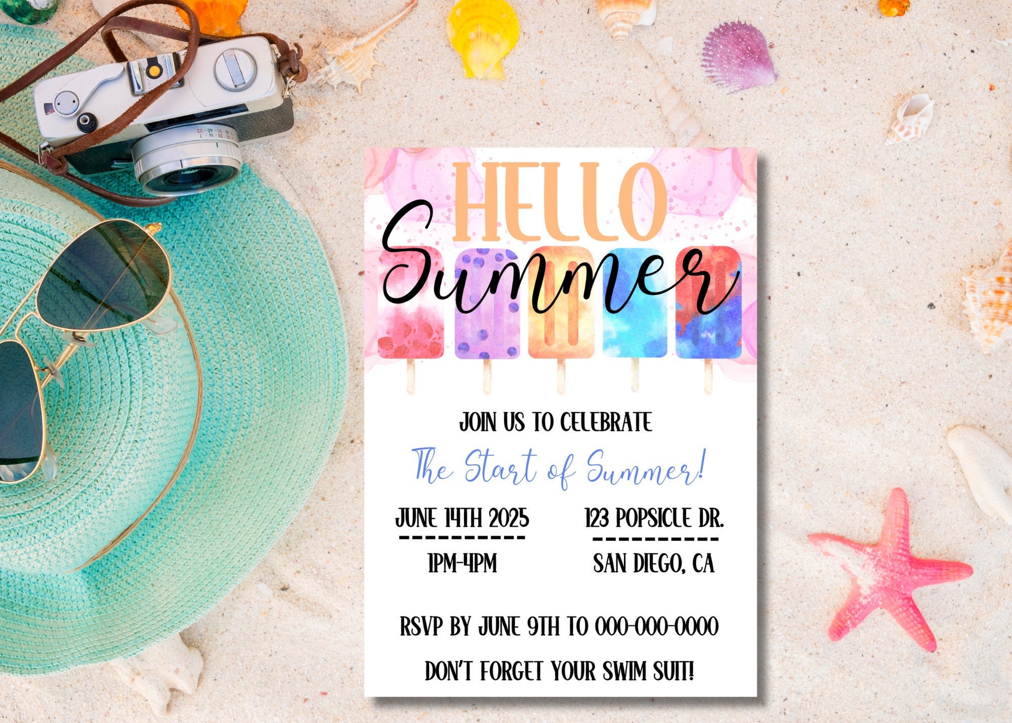 Instant DIGITAL Download, Editable Invitation Template- Summer Pool ...