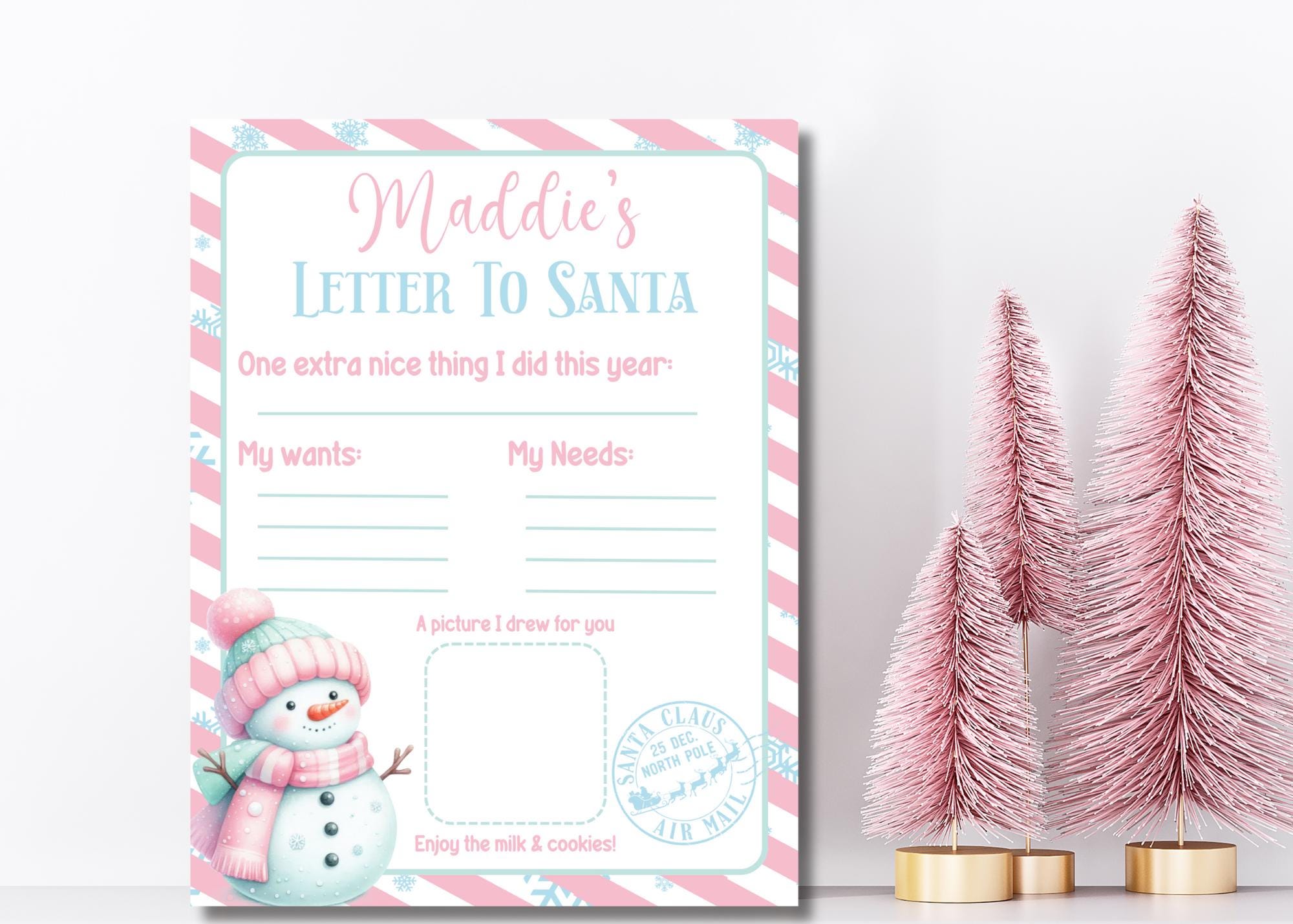 Christmas List Template - Printable Christmas Wish List, Santa Letter ...