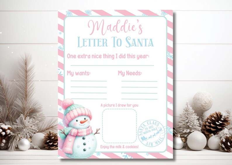 Christmas List Template - Printable Christmas Wish List, Santa Letter ...